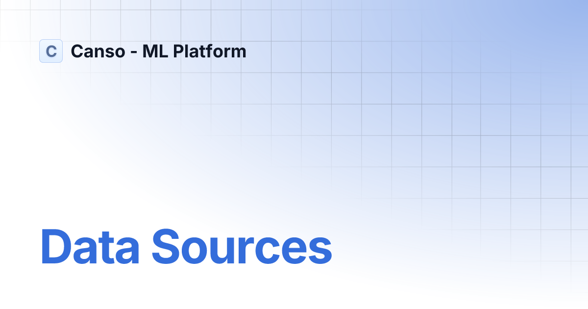 Data Sources | Canso - ML Platform